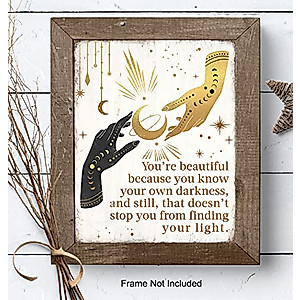 Boho Witchcraft Wall Art - Gothic Witchy Room Decor - Inspirational Positive Quotes for Women - Encouraging Gifts - Shabby chic Celestial Wicca Wiccan Witch Motivational poster - Pagan Supplies