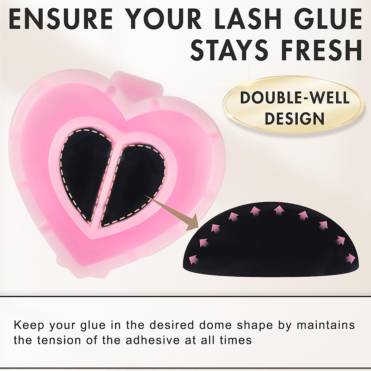 Embagol 100 PCS Glue Rings Smart Glue Cups Lash Glue Holder Heart Glue Cups Lash Glue Rings Fanning Blossom Cups for Eyelash Extensions Pink