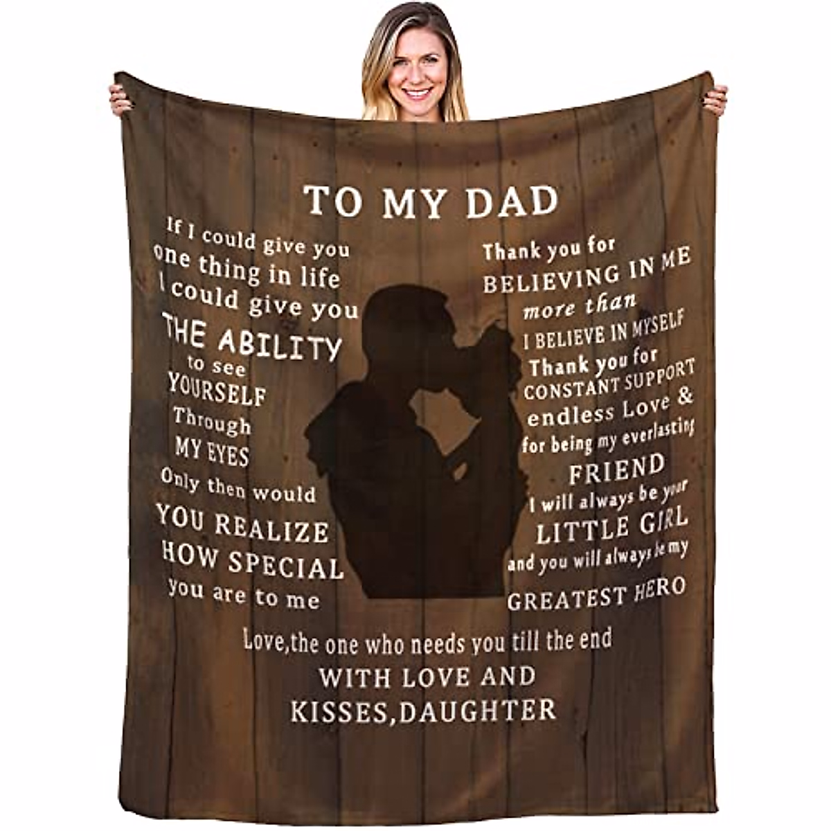 BMDLSPV Gifts for Dad from Daughter to My Dad Blanket Best Gift for Fathers Day Birthday Christmas Valentines Day Bday Present Idea for Father Husband Men Him Healing Thoughts Throw Blanket 60''x50''