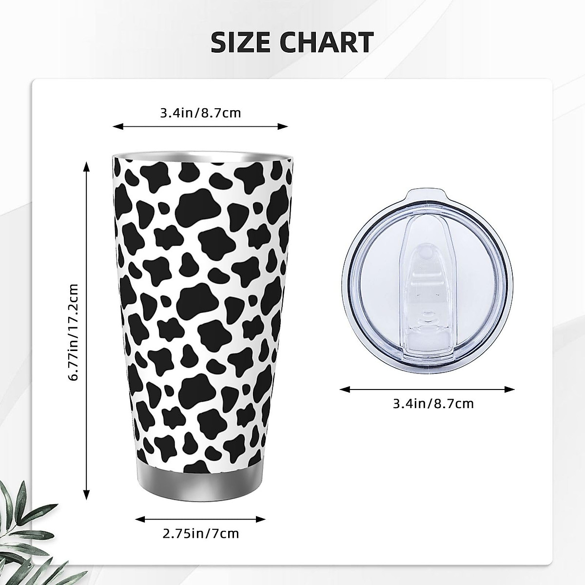 CHASOEA Cow Print Tumbler 20oz Animal Stainless Steel Vacuum Insulated Tumblers with Lid and Straw Travel Coffee Mug Tea Wine Cups Water Bottle Gifts for Women Cow Lovers