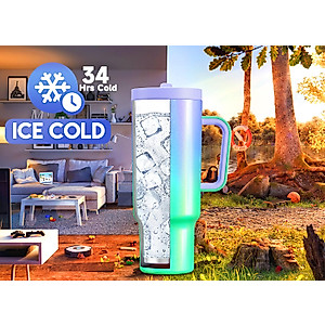 Meoky 40 oz Tumbler with Handle and Flip Straw, 100% Leakproof Tumbler with Lid and Straw, Stainless Steel Insulated Cup, Cupholder Friendly, Keeps Cold for 34 Hours (Fairyland)