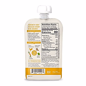Serenity Kids Chicken Lover Baby Food Pouch Bundle | 6 Each of Free Range Chicken, Chicken & Thyme and Turmeric Chicken Pouches (18 Count)