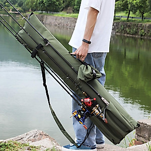 Sougayilang Fishing Rod Bag Canvas Rod Case Organizer Pole Storage Bag Fishing Rod and Reel Carrier Organizer for Travel, Gift for Father, Boyfriend and Family