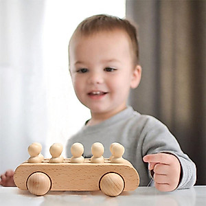 10 Wooden Figures in The Car - Wooden Toys Unfinished Wooden Peg Dolls People Figures Shape Preschool Learning Educational Toys Montessori Toys Pretend Play for Toddler