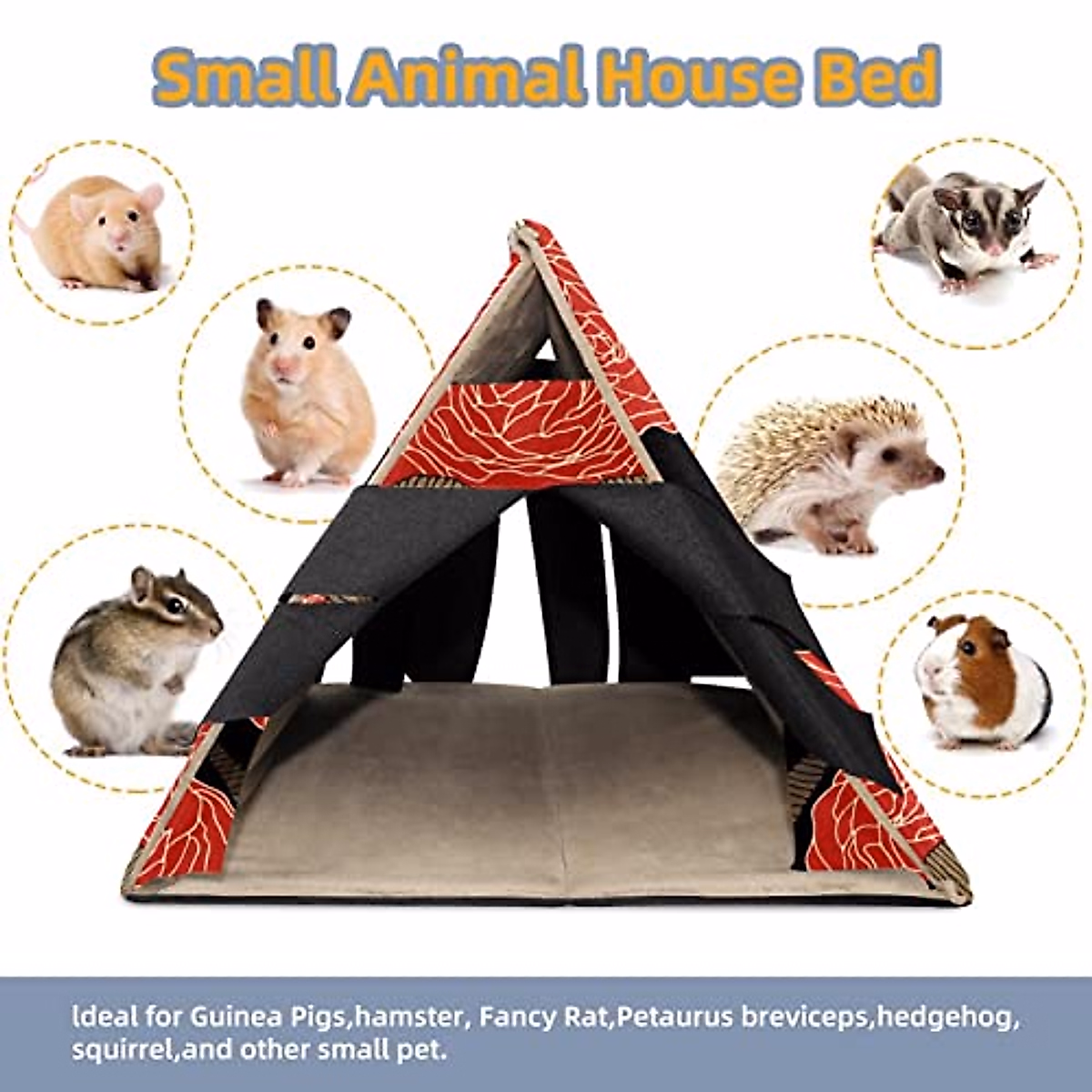 enheng Small Pet Hideout Skull Flowers Goat Hamster House Guinea Pig Playhouse for Dwarf Rabbits Hedgehogs Chinchillas