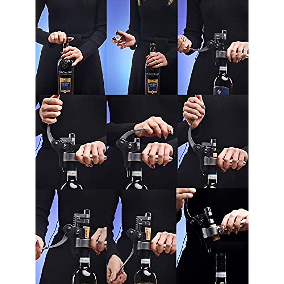 RedNoel Wine Corkscrew Opener Set Legend Bottle Opener Wine Opener Wine Accessories Opener Wine Corkscrew Opener Lever Cork Wine Kit: With Foil Cutter,Wine Stopper And Extra Spiral (Silver Old)