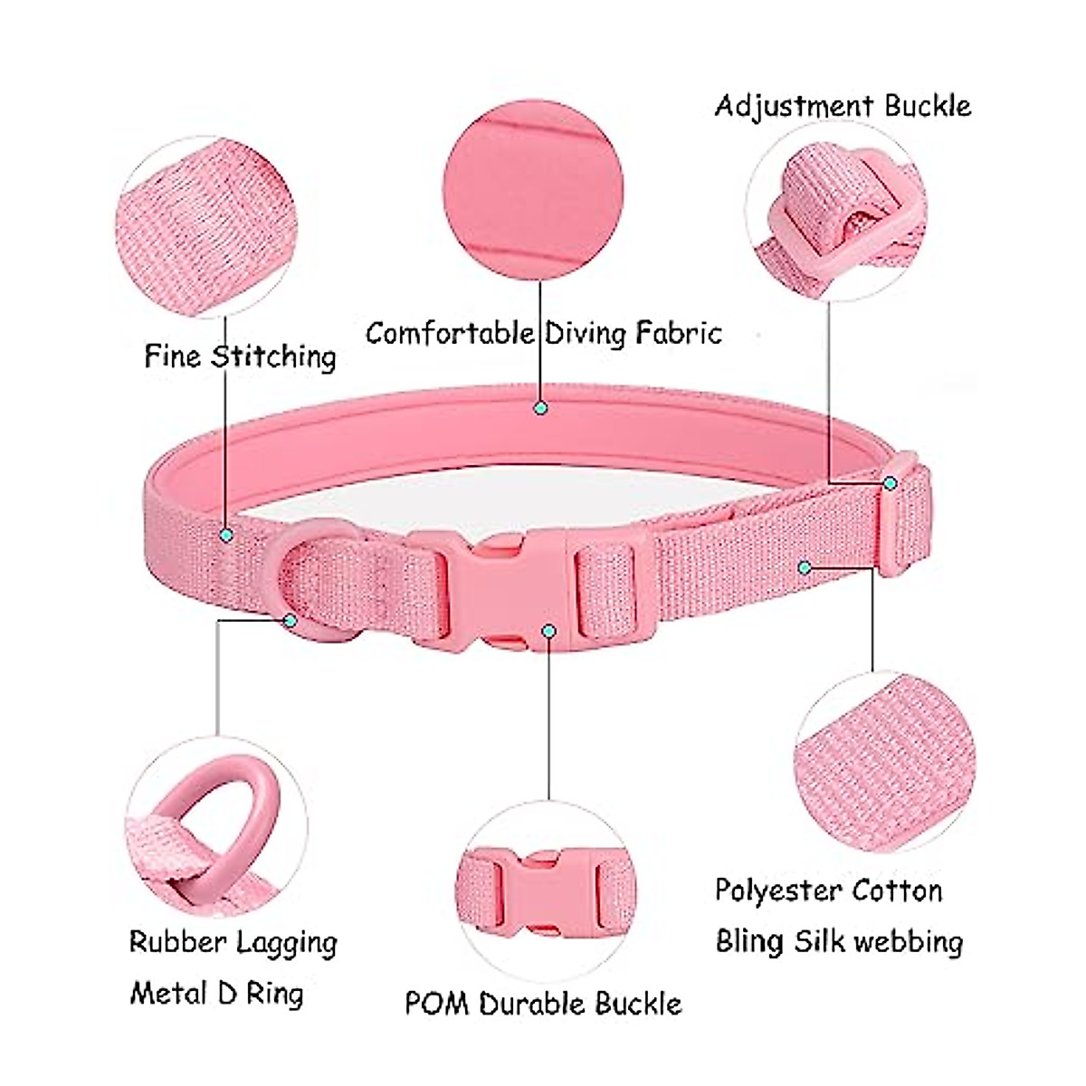 Aecllcea Airtag Holder Dog Collar for Small Medium Large, Airtag Dog Collar Holder Waterproof, Soft Padded Dog Collars with TPU Air Tag Device, Air Tag Dog Collar Waterproof. (M, Pink)