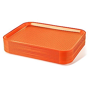 New Star Foodservice 24814 Orange Plastic Fast Food Tray, 14 by 18-Inch, Set of 12