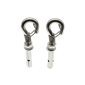 HAJXZH 2Pcs Expansion Hook M8 Open Heavy Duty Expansion Screw Hook Anchor Bolt Cup Concrete Brick Hook 304 Stainless Steel (with Spring Buckle)