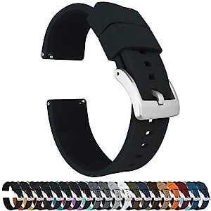 BARTON WATCH BANDS Quick Release Elite Silicone Watch Bands, Black, 22mm