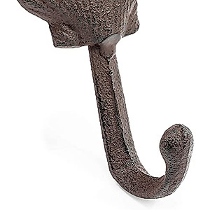 Cast Iron Seashell Wall Hooks for Beach House Decor ( 0.3 x 4 x 2.3 in, 4 Pack)