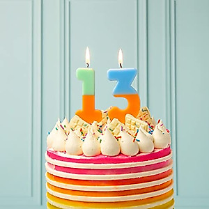 Talking Tables Orange and Blue Number 3 Candle for Cakes | Colourful Birthday Cake Topper Decorations for Kids Party, Boys 13th, Girls, Anniversary, Milestone