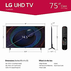 LG 75-Inch Class UR9000 Series Alexa Built-in 4K Smart TV (3840 x 2160),Bluetooth, Wi-Fi, USB, Ethernet, HDMI 60Hz Refresh Rate, AI-Powered 4K,Black