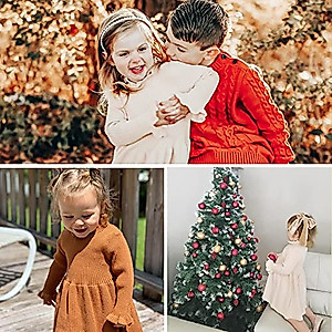 Curipeer Infant Toddler Girls Sweater Dresses Long Sleeve Ribbed Knit Pullover Ruffle Cozy Dress 4T