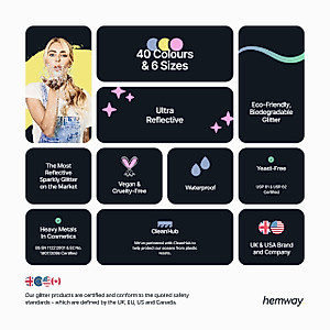 Hemway Eco Friendly Biodegradable Glitter 100g / 3.5oz Bio Cosmetic Safe Sparkle Vegan for Face, Eyeshadow, Body, Hair, Nail and Festival Makeup, Craft - 1/24" 0.04" 1mm - Rose Gold Holographic