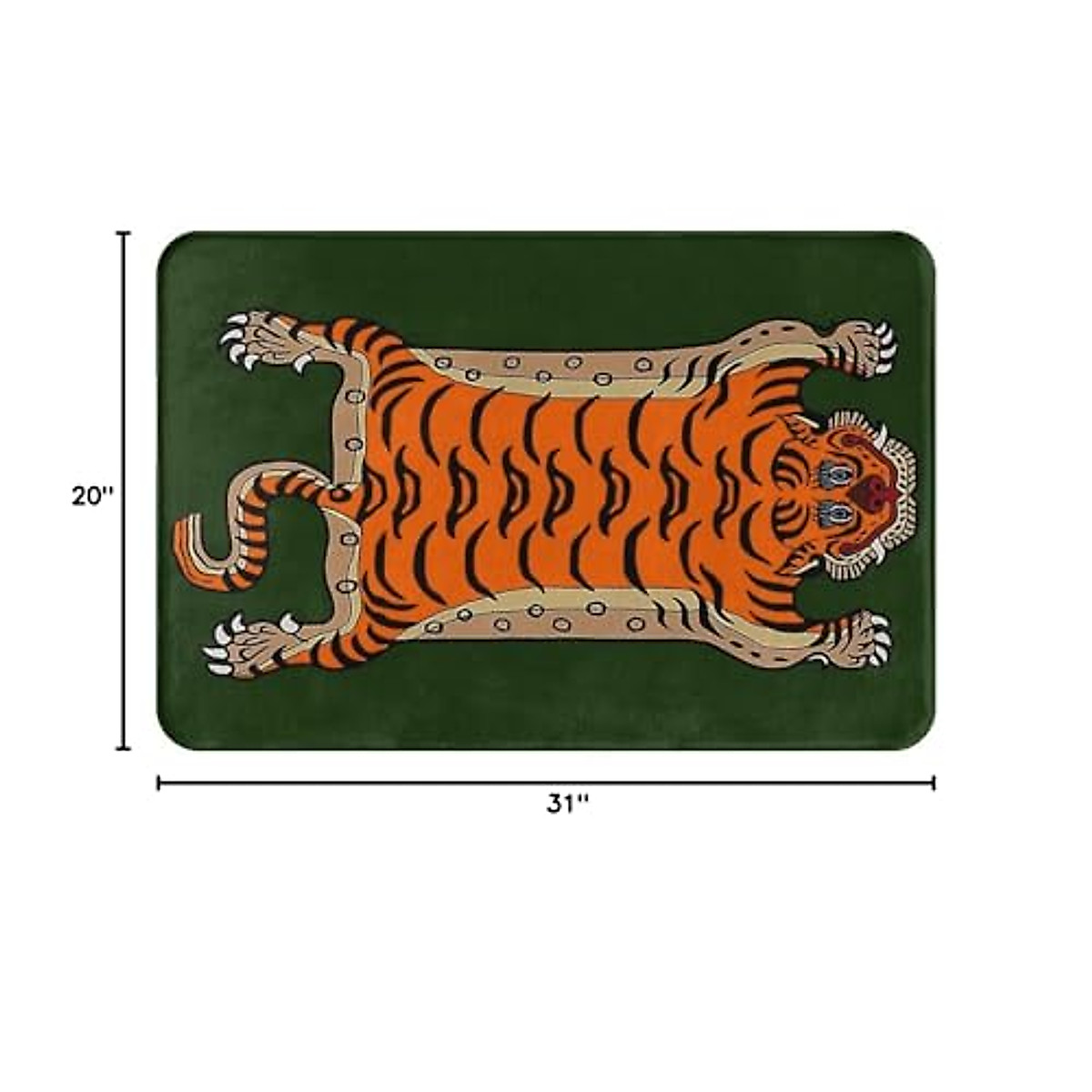Tiger Skin Green Doormat Non-Slip Door Mat Waterproof Rugs Indoor Carpet Universal Welcome Mats Front Door 31"x20"