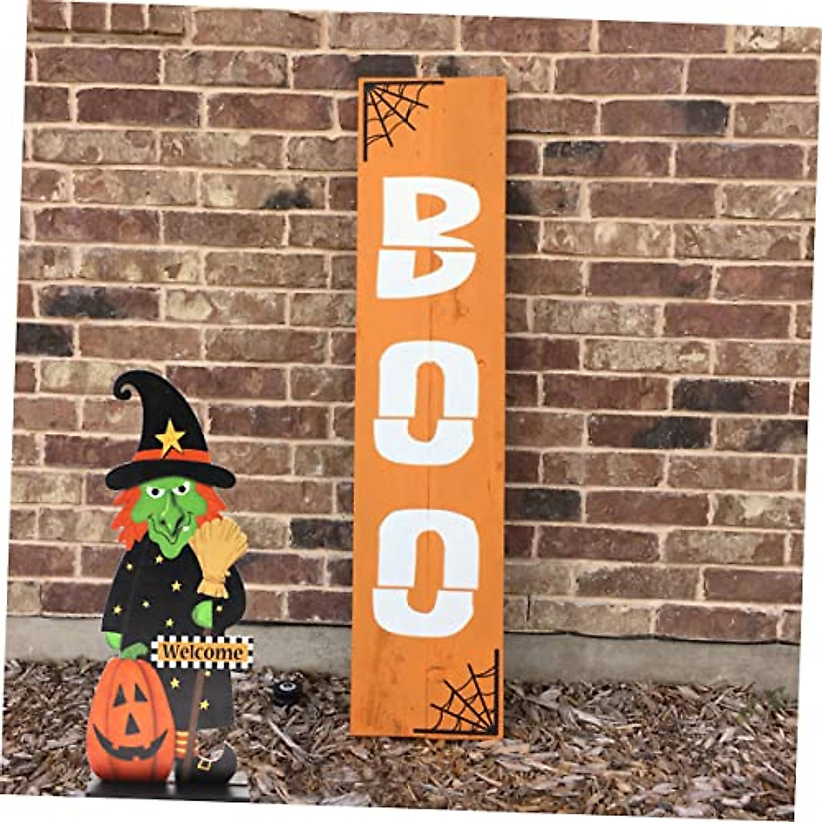 Halloween Adornment Halloween Witch Pumpkin Ornament Wooden Signs Wooden Decor Artificiales para Wrapped Hanging Ornament Halloween Tabletop Ornament Halloween Wooden Craft Autumn