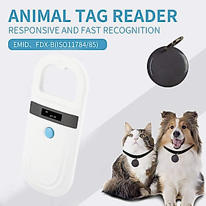 Pet ID Microchip Reader,Rechargeable RFID EMID Animal Handheld Reader,Pet ID Scanner Animal Chip Registration,Support Pet Tag FDX-B (ISO11784 / 11785)