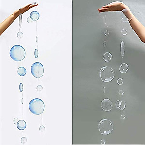 4 Strings Flat Under the Sea Blue Bubble Garlands for Little Mermaid Party Decorations transparent Floating Hanging Bubbles Streamer Pool Ocean Kids Birthday Baby Shower Bday Wedding Baby Shower Decor