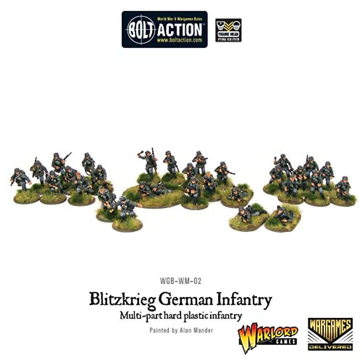 Wargames Delivered Bolt Action Miniatures - Blitzkrieg German Infantry Set, World War Two Miniatures, 28mm Scale Army Men for Miniature Wargaming by Warlord Games