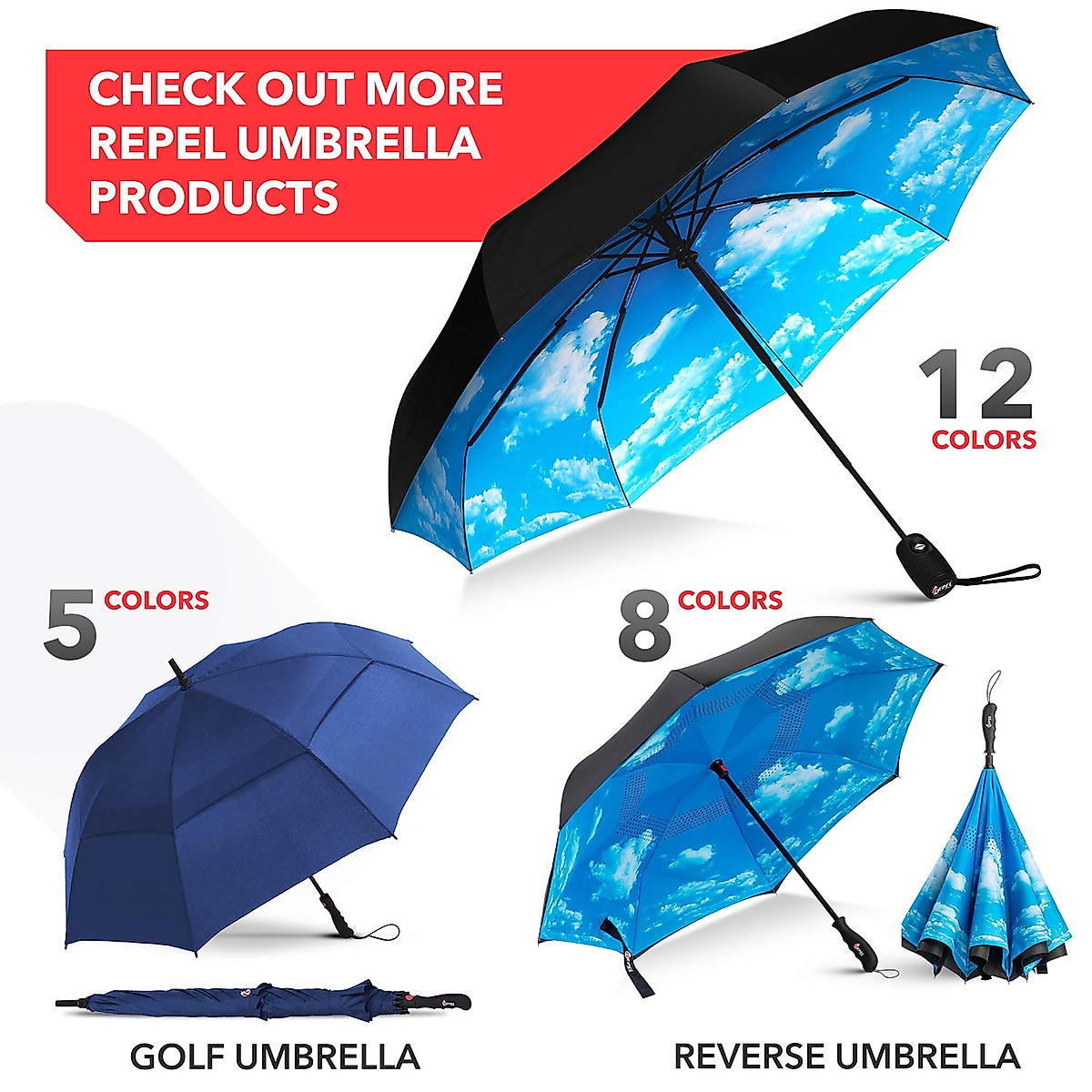 Repel Original Portable Travel Umbrella - Windproof, Compact, Perfect For On-the-Go