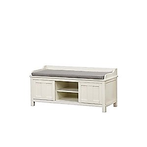Linon Lakeville White Storage Bench Gray