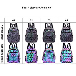 LorranTree Geometric Backpack Luminous Backpacks Holographic Reflective Bag Large Capacity Backpacks for Women Colorful Daypacks 01