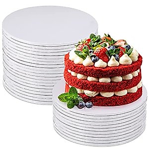 20 Pcs 12 Inch Round Cake Drum Round Boards Cardboard 0.4 Inch Thick Cake Drums Cake Decorating Supplies for Wedding Birthday Party (White)