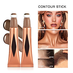 Bronzer Stick, Contour Stick, Contour Wand with Cushion Applicator,Shading Bronzer Stick Natural Matte Finish, Lightweight Blendable Super Silky Cream Contour Stick, Liquid Contour (05# Contour)