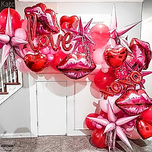 KatchOn, Red Lip Balloons Set - Large 30 Inch, Pack of 4 | Kiss Balloons Decorations | Lips Balloon, Galentines Day Balloons | Red Valentines Balloons | Lip Balloon for Galentines Day Decorations