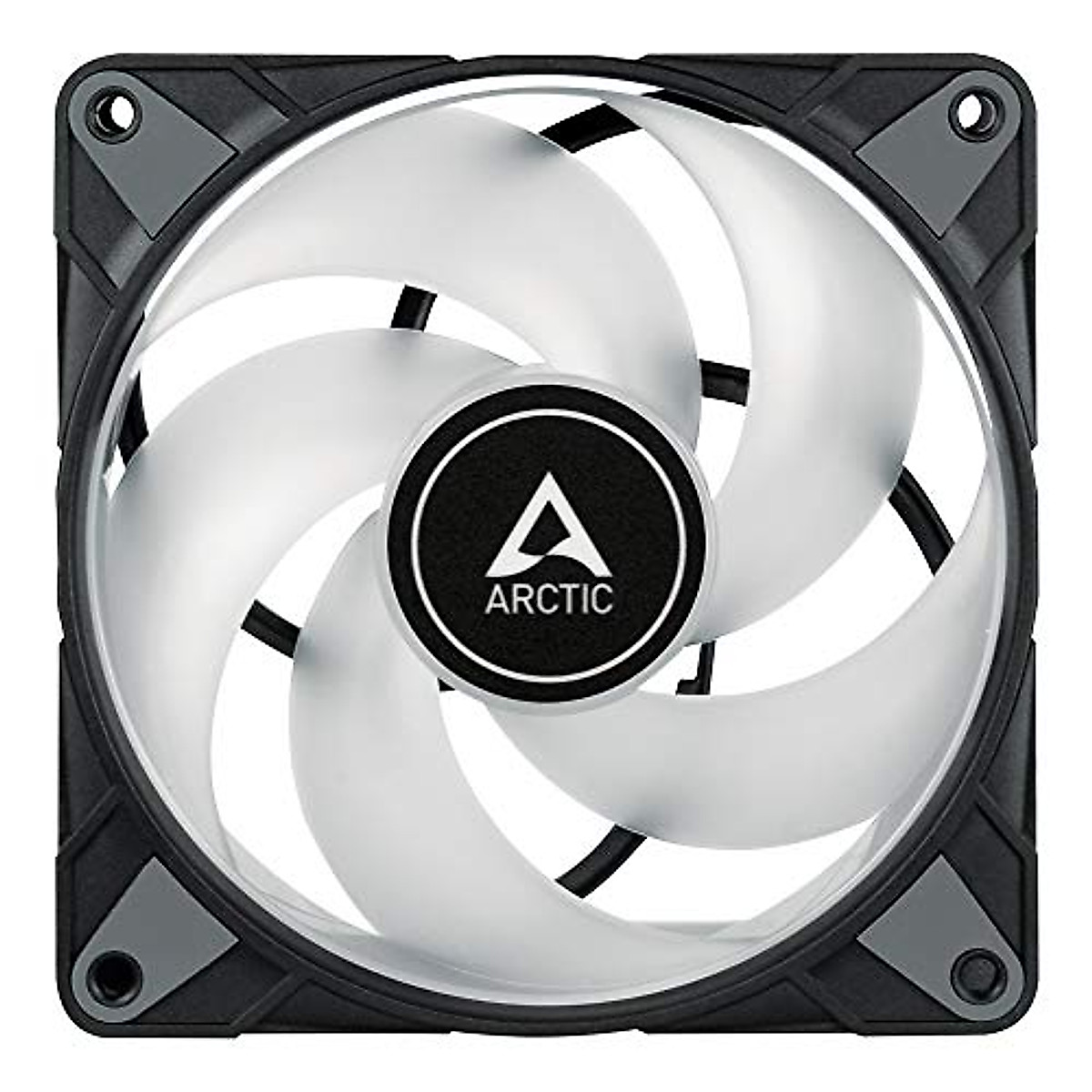 ARCTIC P12 PWM PST RGB - PC Fan, 120mm PWM Case Fan Optimized for Static Pressure, Semi-Passive: 200–2000 RPM (0 RPM <5%), 12V 4 pin RGB LED, Single Fan - Black
