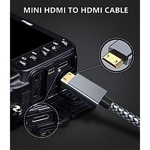Elebase Mini HDMI to HDMI Cable 10 FT,4K 60Hz Mini HDMI Cord Compatible for DSLR Camera,Camcorder,Graphics Video Card,Laptop,Pico Projector,Raspberry Pi Zero W,Neogeo