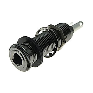 KAISH Stereo Copper Guitar Bass 1/4" Barrel Jack Cylinder Input Output Jacks with 4 Pins Stereo or Mono Jack Black Nickel