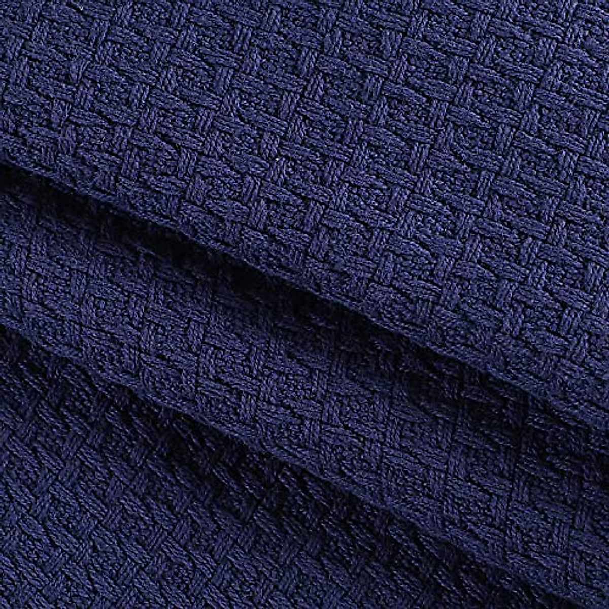 Elvana Home 100% Cotton Bed Blanket, Breathable Bed Blanket Queen Size, Cotton Thermal Blankets Queen, Perfect for Layering Any Bed for All Season, Navy Blue