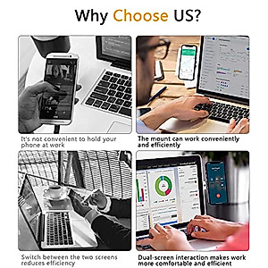 Jkoailiwi 180° Adjustable & Flip Continuity Camera Monitor Mount, Dual Screen Magnetic Phone Holder for Laptop, Slim MacBook Webcam Mount Compatible with MagSafe iPhone 15/14/13/12 & All Phones