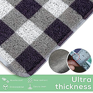 RORA PVC Outdoor Indoor Welcome Doormat Black White Buffalo Check Rugs Home Sweet Home Plaid Rug Rubber Backing Non-Slip Entryway Rugs Shoes Mat Scraper Carpet for Garage Patio Garden(18"x30")