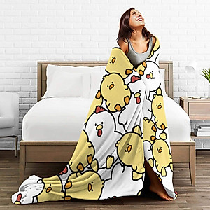 Chicken Blanket, Cute Cartoon Hen Super Soft Warm Bedding Bed Throw Blankets Girls Boys Gifts for Couch Bedroom Sofa Office, All Season Cozy Flannel Plush Blanket for Kids Adults, 50"X40"