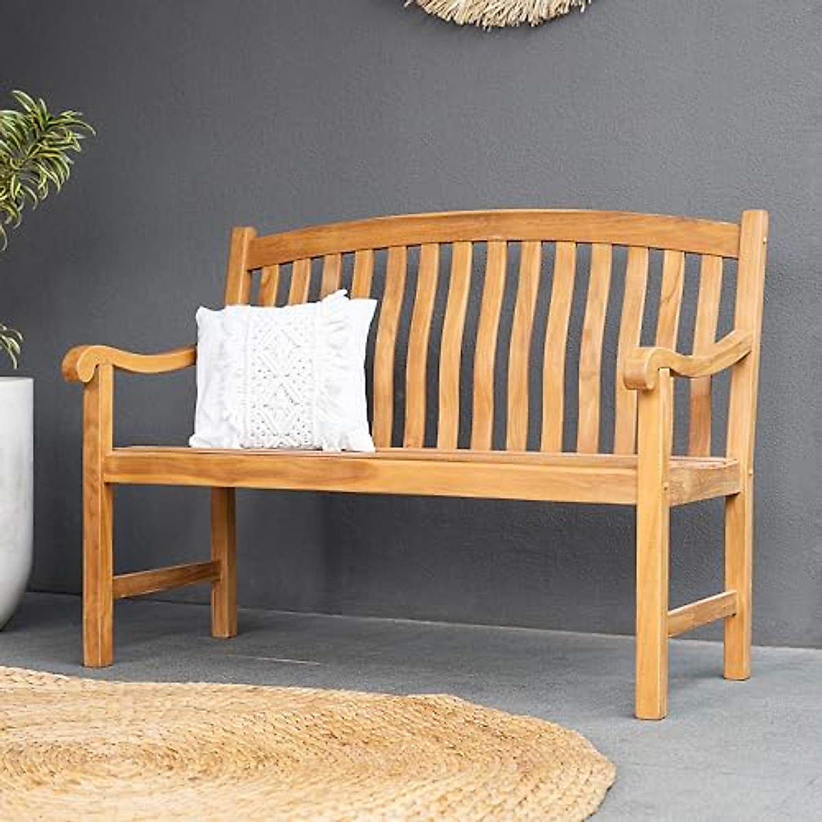 Cambridge Casual Outdoor Garden Bench for Patio Furniture, 4-Foot, Arie/Natural Teak