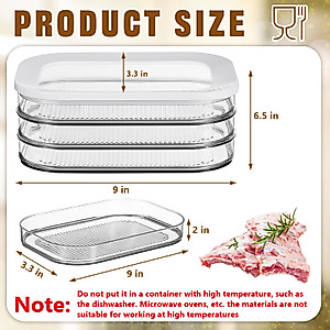 Tioncy 17oz Modula Rounded Food Storage Box with Lid Set of 3 Lunchmeat Storage Container for Fridge Stackable Cold Cuts Vegetable and Cheese