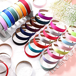 Janinka 36 Pcs Hard Headbands Bulk Plain Satin Headband Hard Headbands 1.2 Inch/ 3 cm Non Slip Ribbon Hairband DIY Hair Headband Holiday Costume Accessories for Women