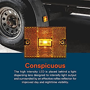 TRUE MODS 2pc 2x3 3x2 Inch Amber LED Stud-Mount Side Marker Light [DOT Certified] [IP67 Waterproof] [ Integrated Reflector] for Utility Boat Trailers Over 80" Camper RV Clearance Light