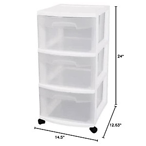 Sterilite 28308002 3Drawer Cart, White