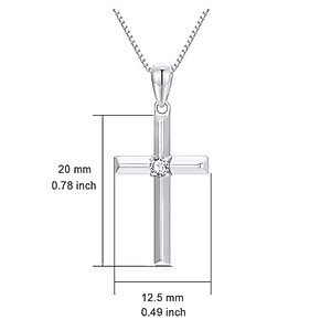 SISGEM 14k White Gold Diamond Cross Necklace for Women, Real Gold Box Chain with Cross Pendant, Religious Jewelry Gifts for Her, (0.05ct) 18 Inch