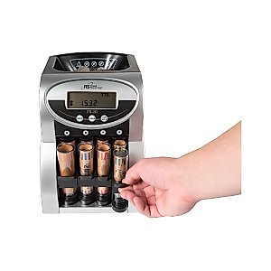 Royal Sovereign 2 Row Electric Coin Counter With Patented Anti-Jam Technology and Digital Counting Display (FS-2D),Blk/Silver