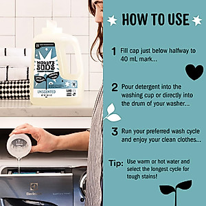Molly's Suds Liquid Laundry Detergent | Clean Laundry Detergent Soap for Sensitive Skin | 2x Concentrated, High Efficiency (HE) | Unscented - 100 Loads