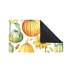 susiyo Doormat 30"x18" Pumpkins and Sunflowers Autumn Non-Slip Indoor Entryway Door Mat (Rubber Backing)