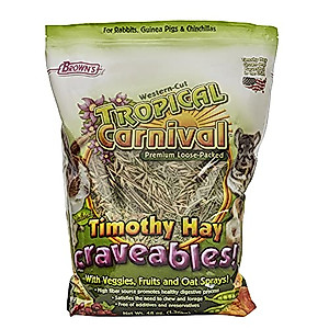 F.M. Brown's Tropical Carnival Natural Timothy Hay Craveables with Veggies, Fruits, and Oat Sprays, Foraging Treat with High Fiber for Healthy Digestion - 48 oz