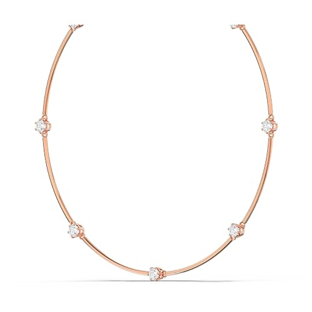 SWAROVSKI Constella All-Around Necklace, Clear Circle-Cut Crystal with a Rose-Gold Tone Finish Chain, part of the Swarovski Constella Collection