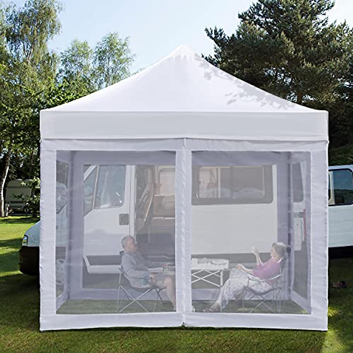 Yaheetech 10'x10' Pop Up Canopy with Removable Mesh Side Walls, Commercial Instant Tent, Instant Canopy Tent for Camping, Family Outings, Wedding