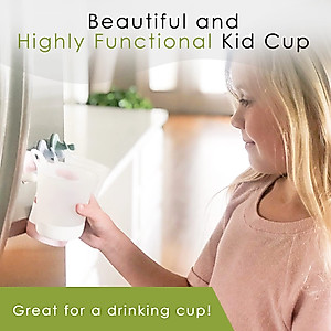 Puj Phillip Cups for Kids - Hangable Training Cups - Rinse-and-Play Reusable Plastic Cups with Grippy Hooks - Dishwasher Safe - Set of 2 (Sage and Periwinkle)